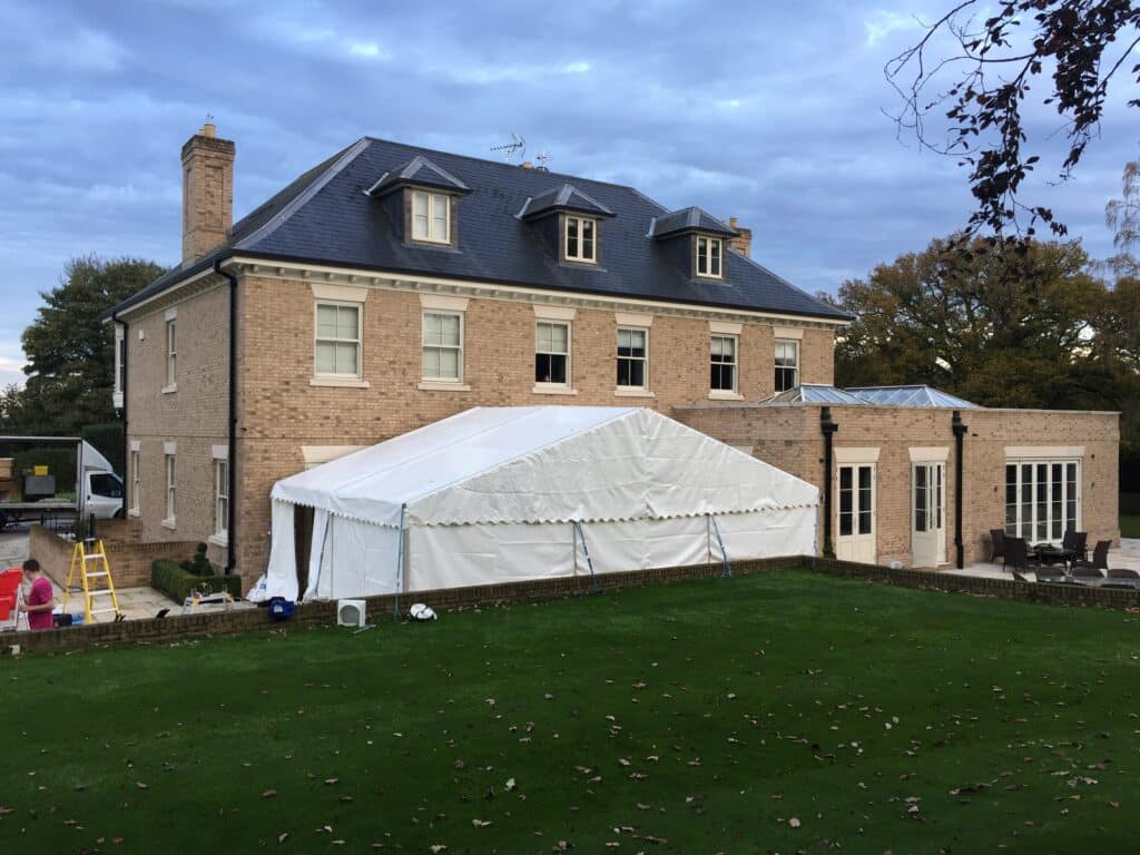House Extension Marquees - Marquee Butted to Your House
